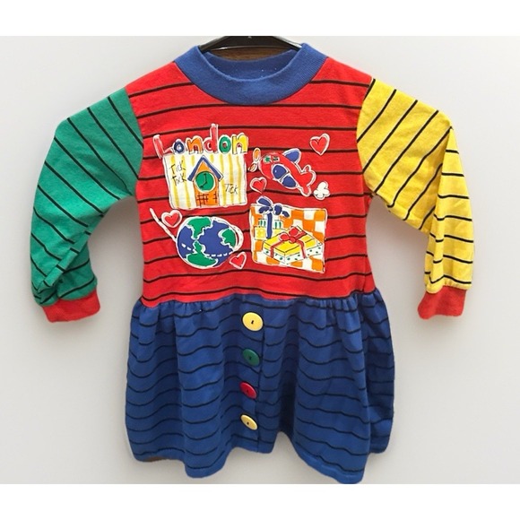Dresses | Vintage Buster Brown Dress Colorful Striped Buttons 4 | Poshmark